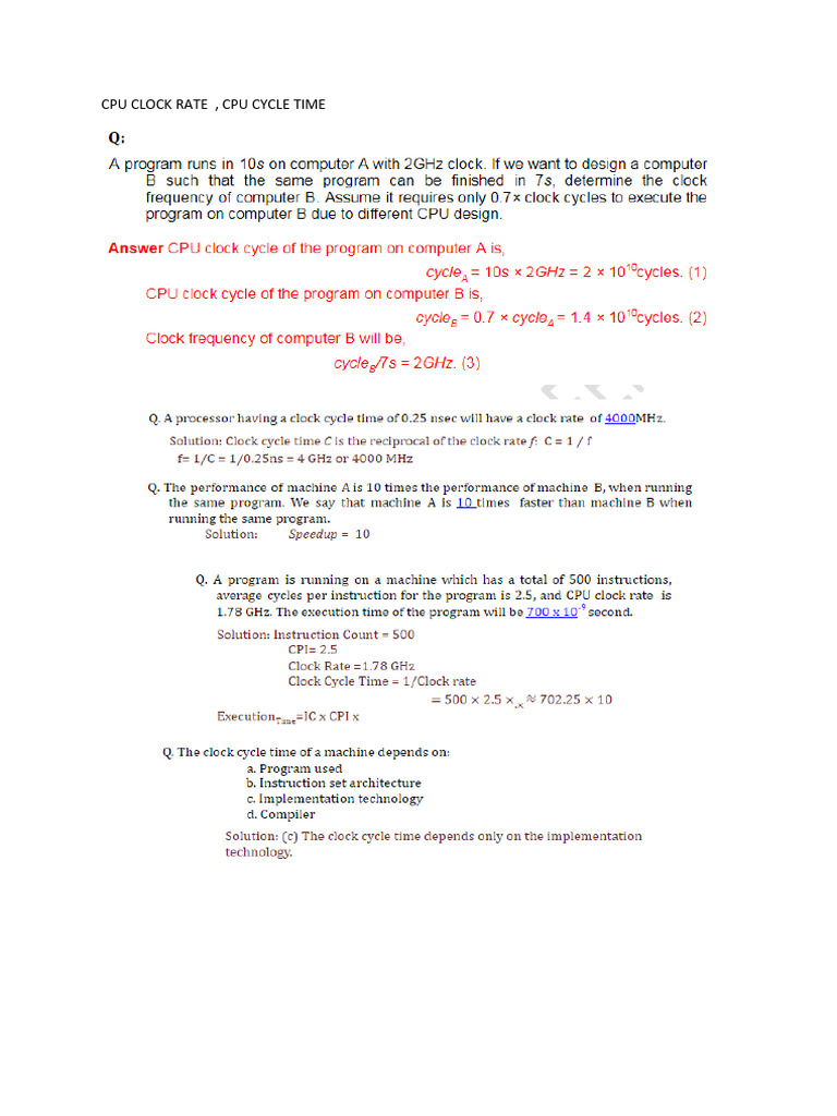 Cpu Clock Rate | PDF | Central Processing Unit | Digital Electronics