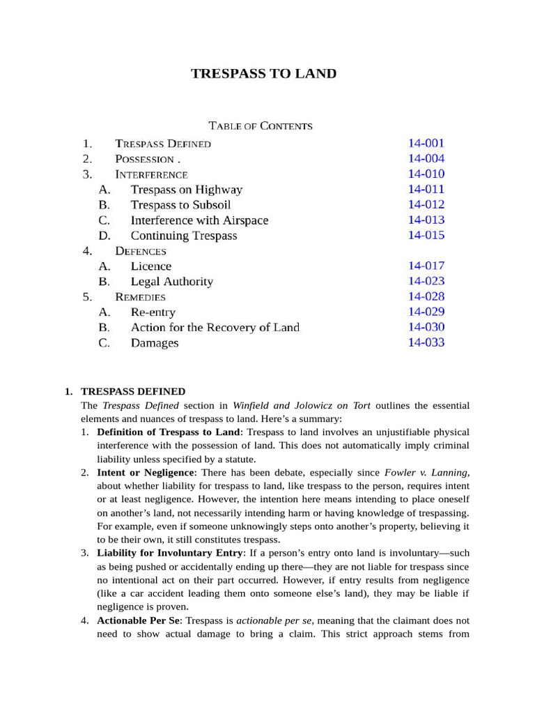 14 - Trespass to Land | PDF | Trespass | License