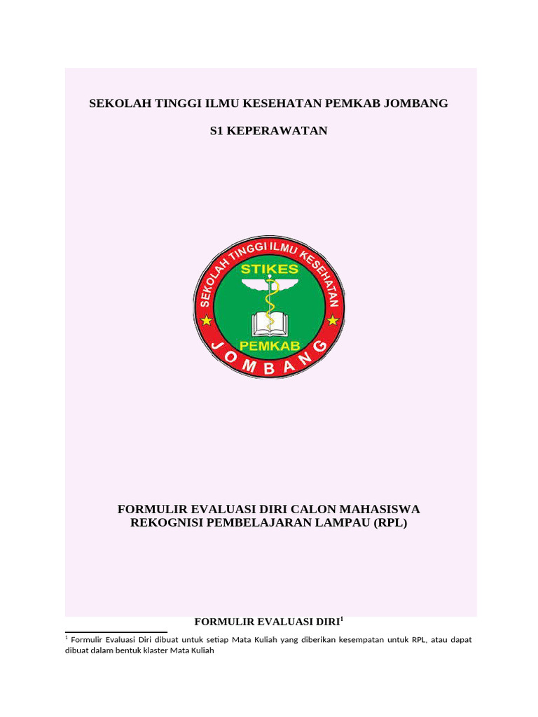 Formulir Evaluasi Diri RPL Tipe A SPJ Baru | PDF