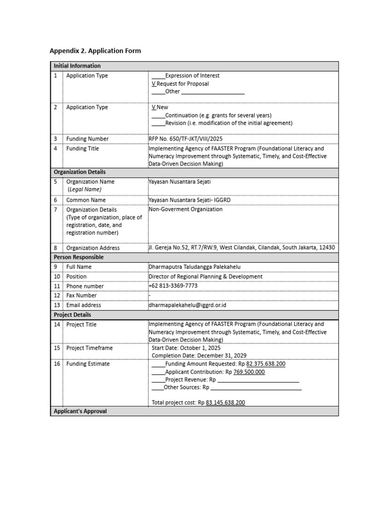 FAASTER Program Application Form | PDF