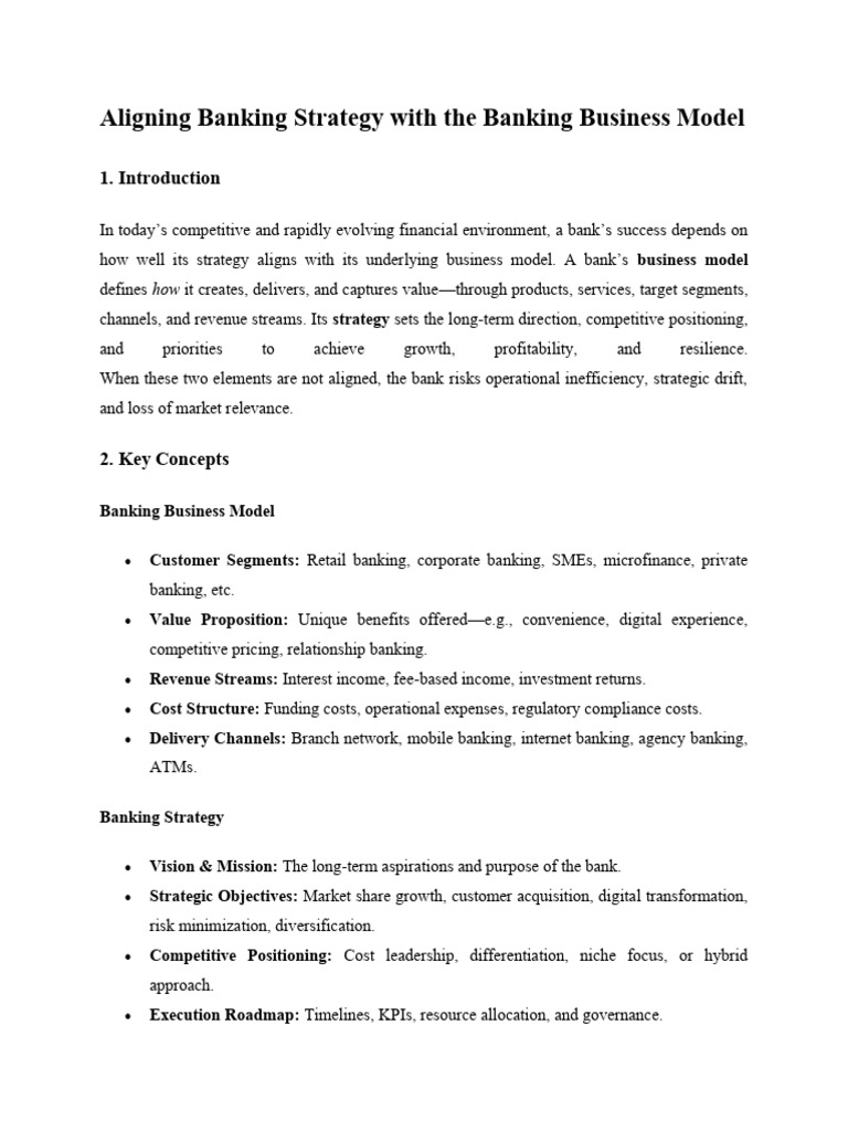 Aligning Banking Strategy With The Banking Business Model-1 | PDF ...