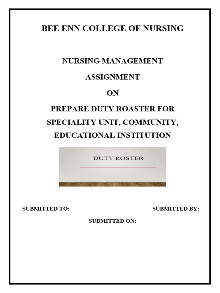 Duty Roaster Final | PDF | Business | Health Care