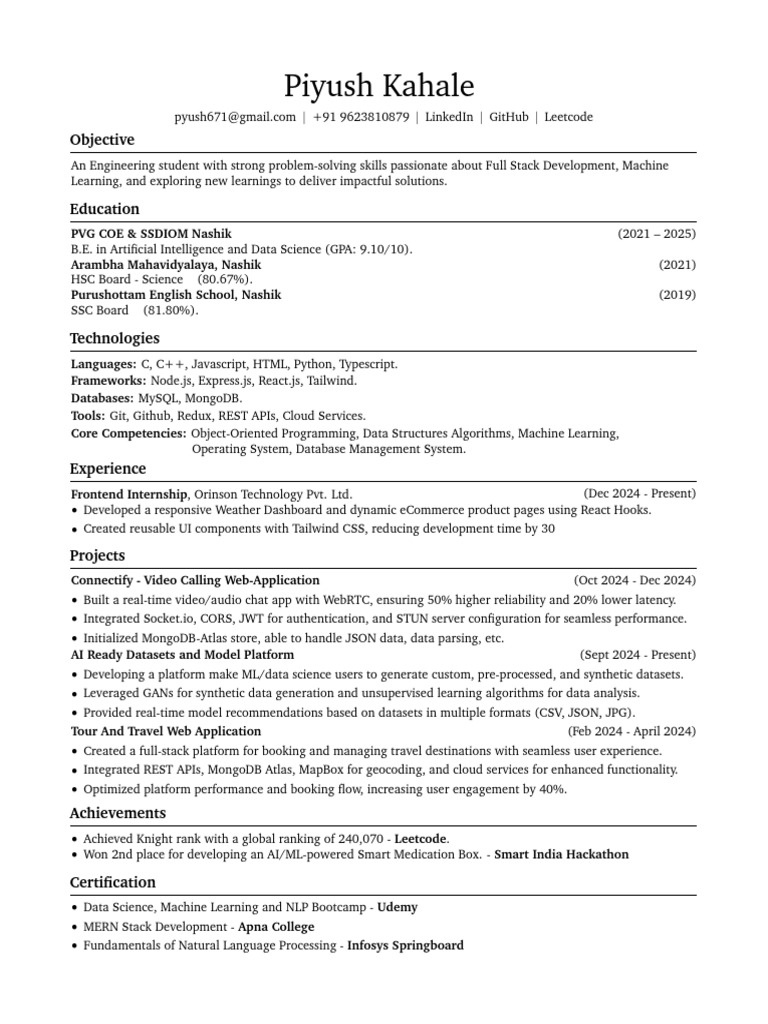 RenderCV EngineeringResumes Theme 3 | PDF | Machine Learning | Web ...