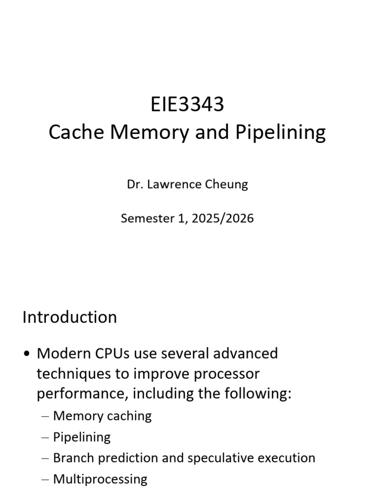 Cache Memory and Pipelining Overview | PDF | Cpu Cache | Cache (Computing)