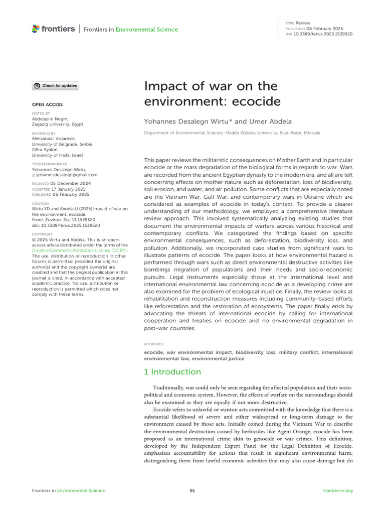 War's Ecocide: Environmental Impact Review | PDF | Environmental ...