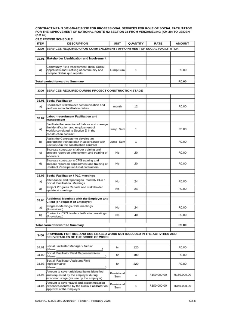 SANRAL N2 Social Facilitator Tender 2025 | PDF | Business | Economies