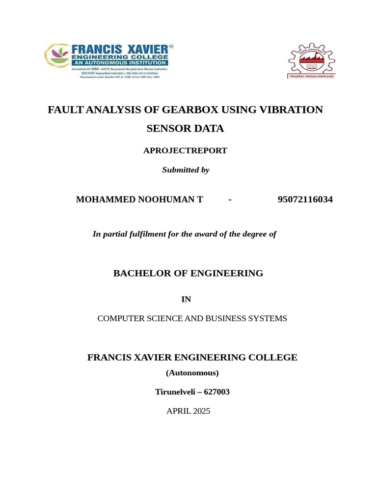 Fault Analysis of Gearbox Using Vibration Sensor Data | PDF | Time ...