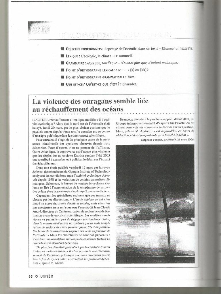 Exercice de Dégager Le Plan Du Texte-La Violence Des Ouragans... | PDF