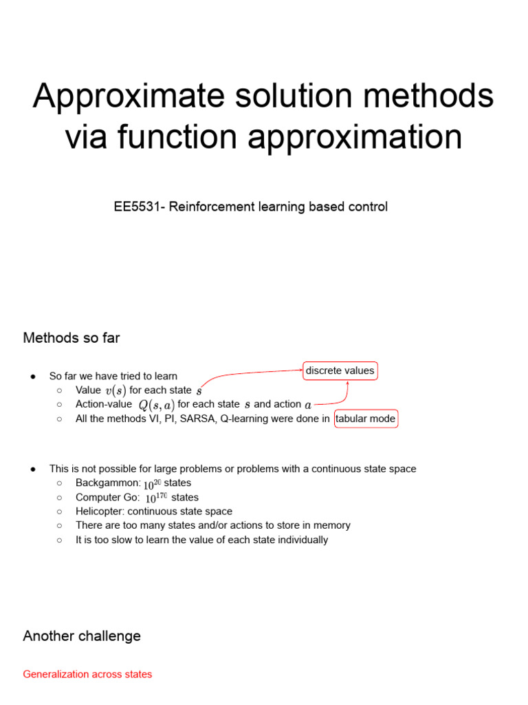 Value Function Approximation | PDF | Applied Mathematics | Computational Science