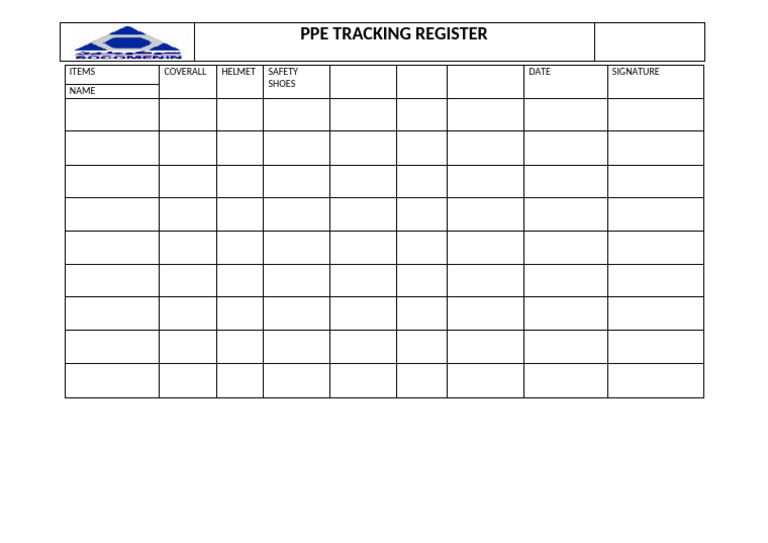 Ppe Tracking Register Pdf