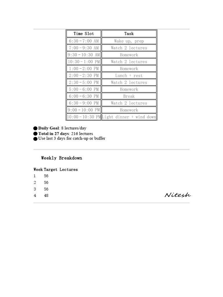 Study Plan | PDF
