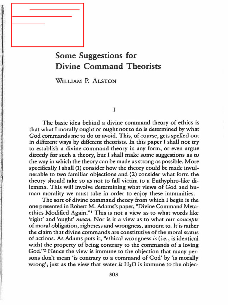 Alston, William (1990) - Some Suggestions For Divine Command Theorists ...