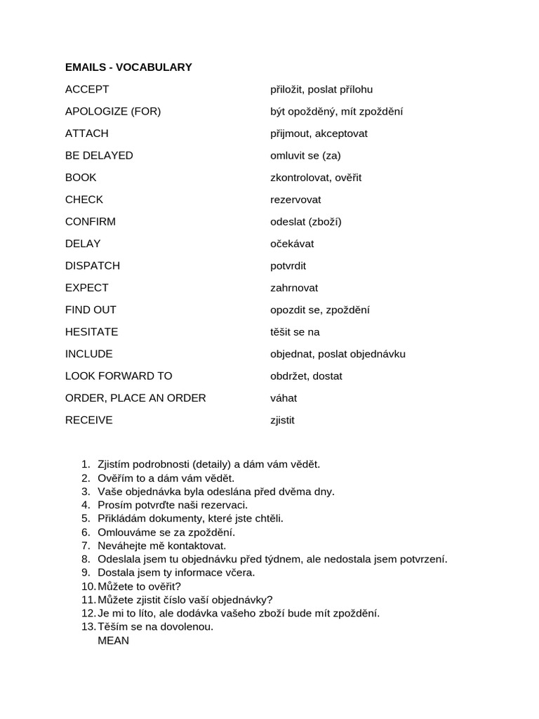 EMAILS - Vocabulary | PDF