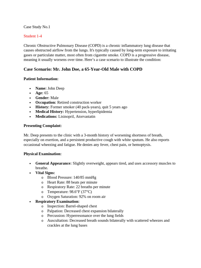 Case Study Copd PTB | PDF | Chronic Obstructive Pulmonary Disease ...