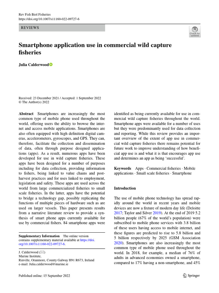 Smartphone Application Use in Commercial Wild Capt | PDF | Mobile App ...