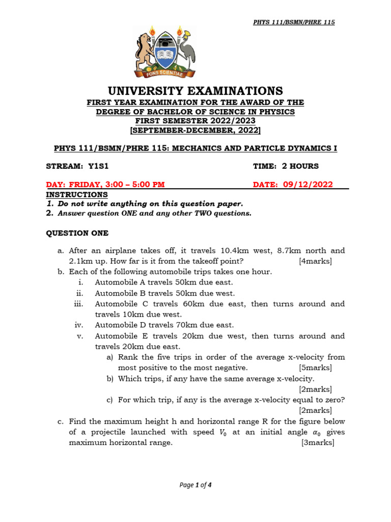 Phys 111 | PDF | Force | Velocity