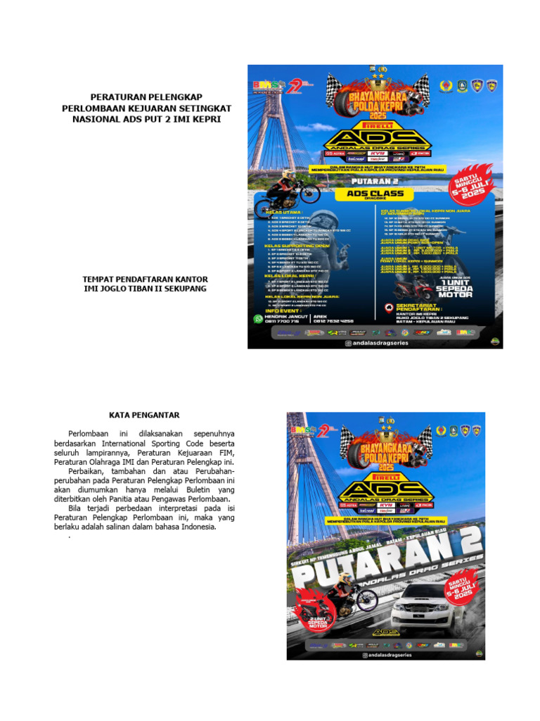 Ppl Andalas Drag Series Drag Bike Put 2 Imi Kepri 20225 | PDF