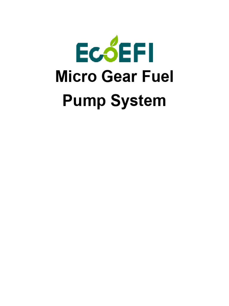 ECOTRONS Micro Gear Fuel Pump User Manual V1.8 | PDF | Pump ...