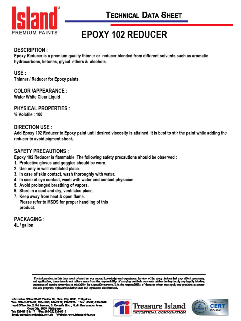 Epoxy 102 Reducer: Thinner for Epoxy Paint | PDF