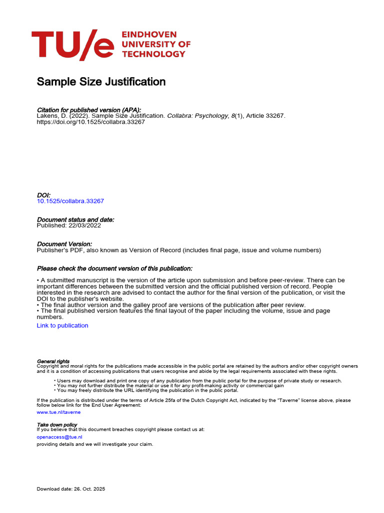 Sample Size Justification Methods | PDF | Type I And Type Ii Errors ...