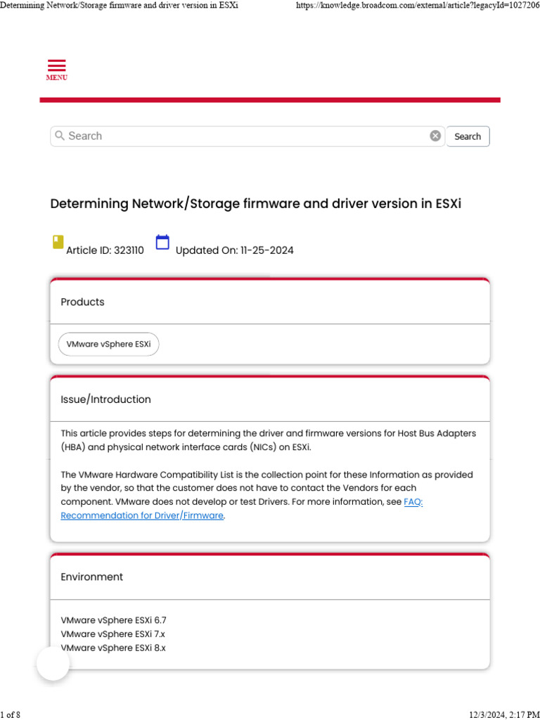 Determining Network_Storage Firmware and Driver Version in ESXi | PDF ...
