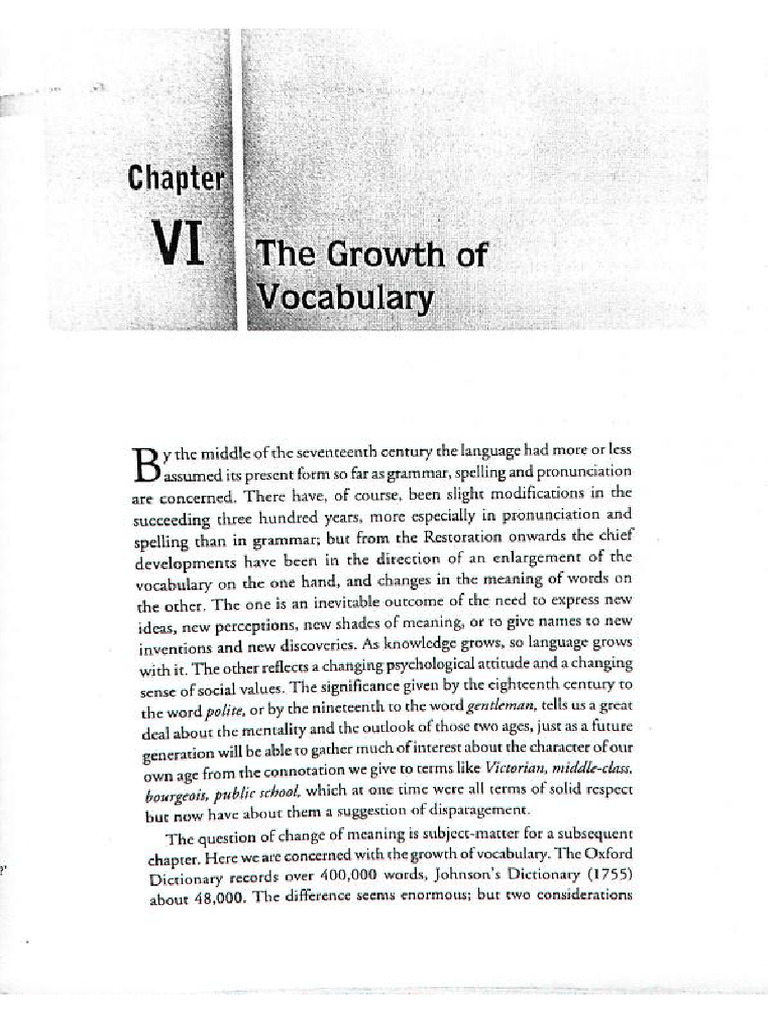 The Growth of Vocabulary (Soel) - Compress | PDF