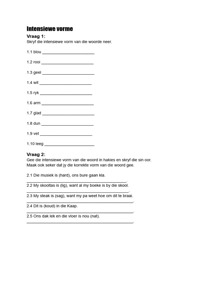 Graad 5 Intensiewe Vorme | PDF