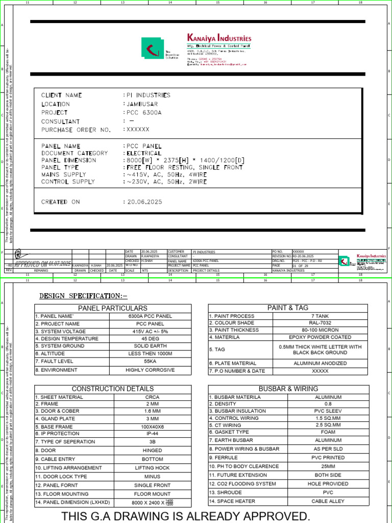 6300a Pcc Panel Cont r0 24.06.2025 Approved With Sign | PDF ...