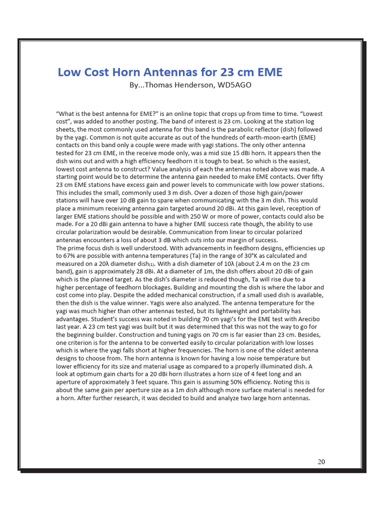 horn_23cm | PDF | Antenna (Radio) | Telecommunications Engineering