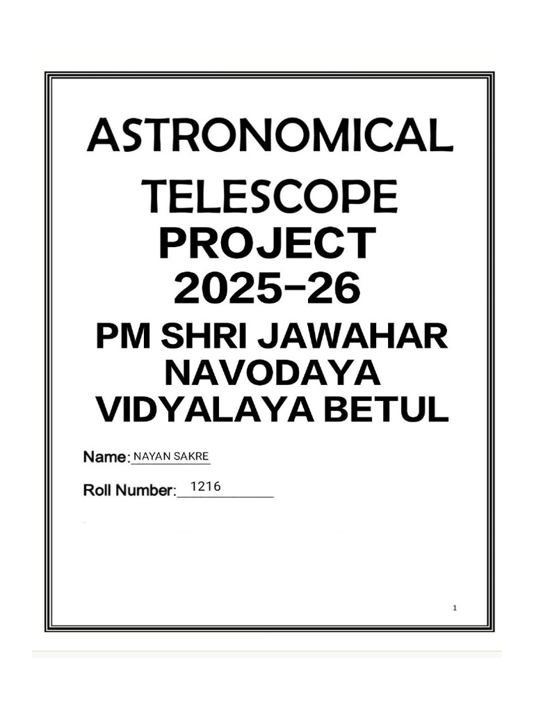 Class 12 Physics Telescope Project | PDF