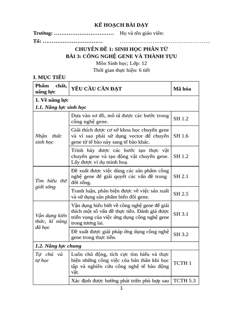 Khbd Bai 3 Cđ Sinh 12 Ctst Huyen (1) | PDF