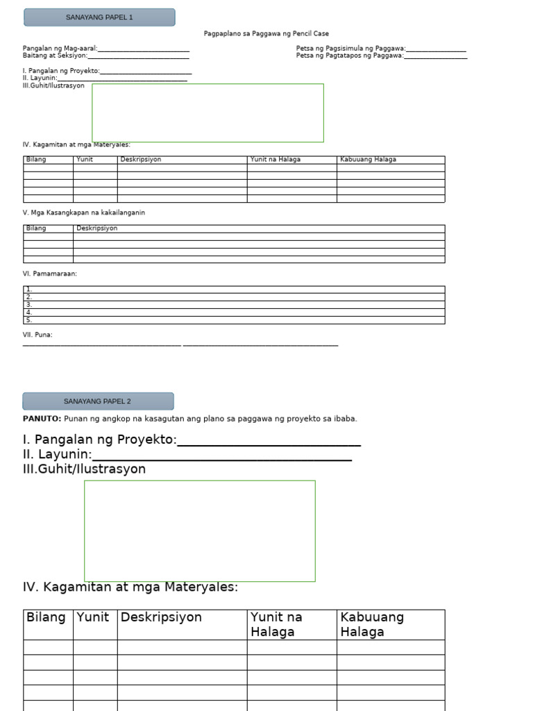 Pagpaplano Sa Paggawa NG Pencil Case | PDF