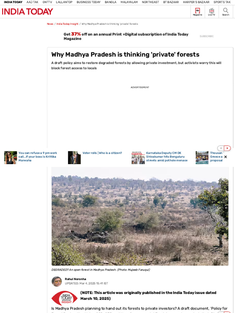 Why Madhya Pradesh Is Thinking Private' Forests - India Today | PDF
