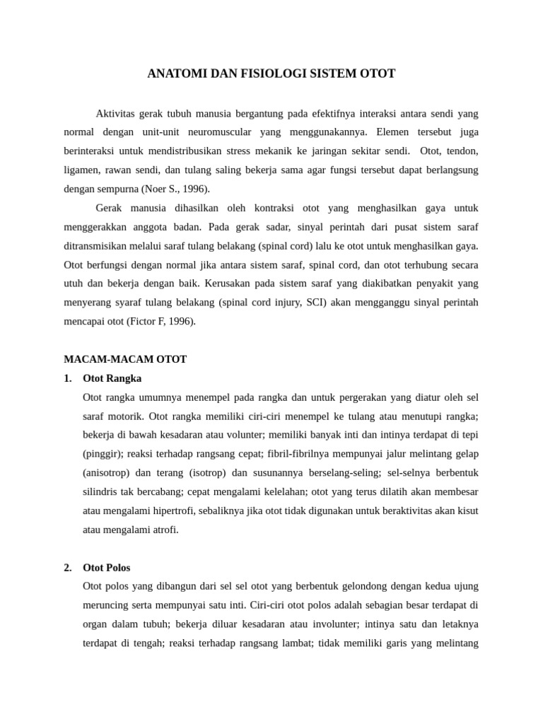 Anatomi Dan Fisiologi Sistem Otot | PDF