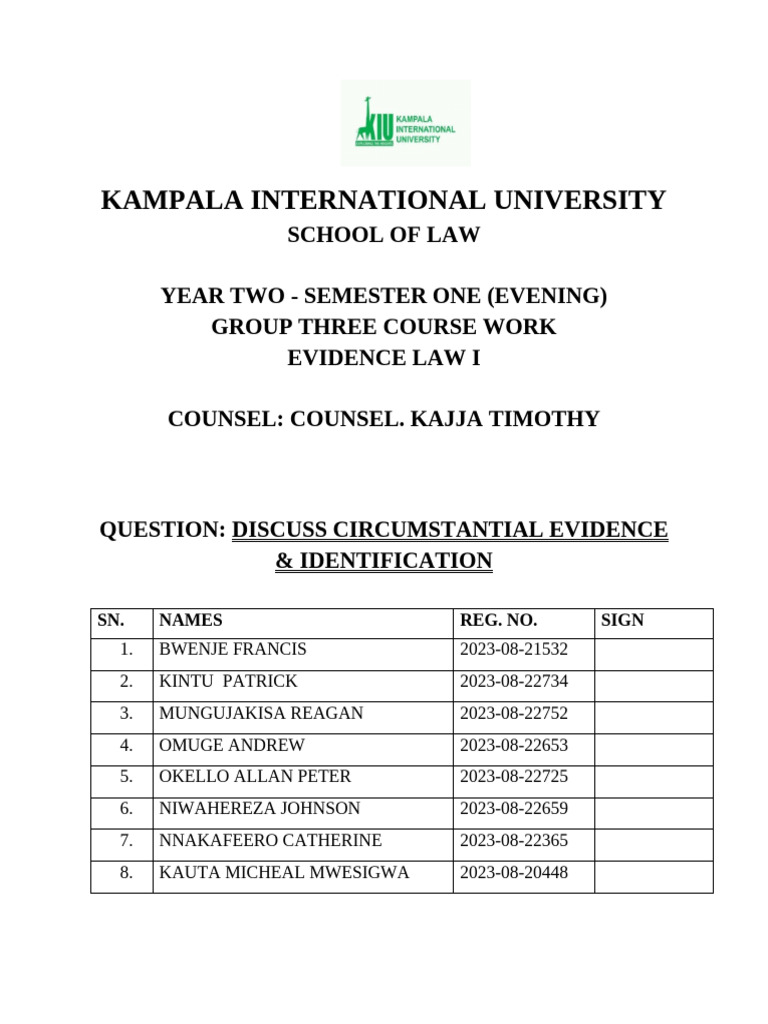 Understanding Circumstantial Evidence in Uganda | PDF | Circumstantial ...