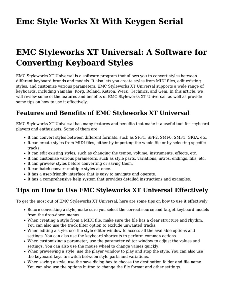 EMC Styleworks XT Universal Overview | PDF | Computer Keyboard | System ...