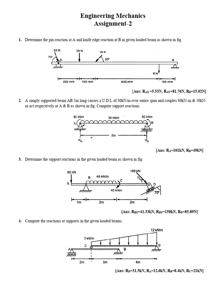 Assignment 2 Statically Determinate Structure | PDF | Beam (Structure) | Bending