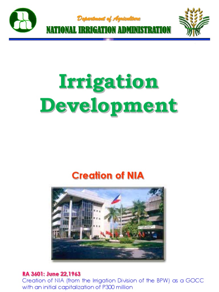 NIA Irrigationdevt2010 | PDF | Natural Resource Management | Water And ...