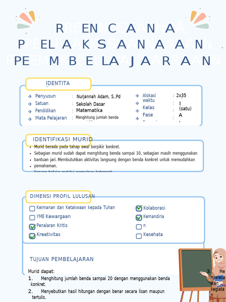 RPP PM Matematika Kelas 1 | PDF