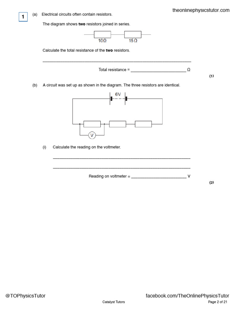 GCSE AQA Series and Parallel Circuits QP | PDF | Mains Electricity ...
