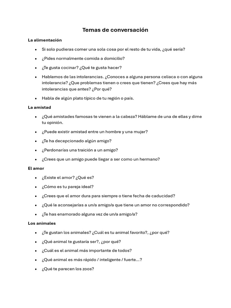 Temas de Conversación ELE | PDF
