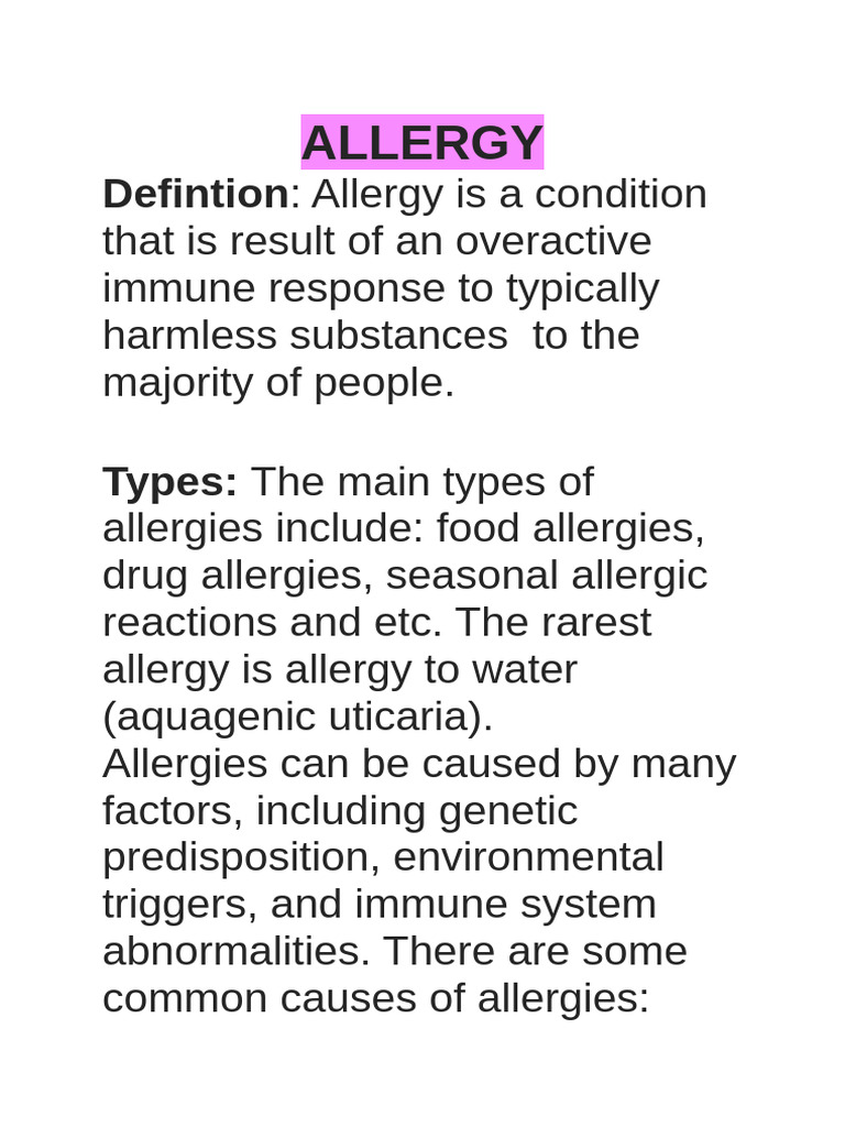 Understanding Allergies and Their Management | PDF