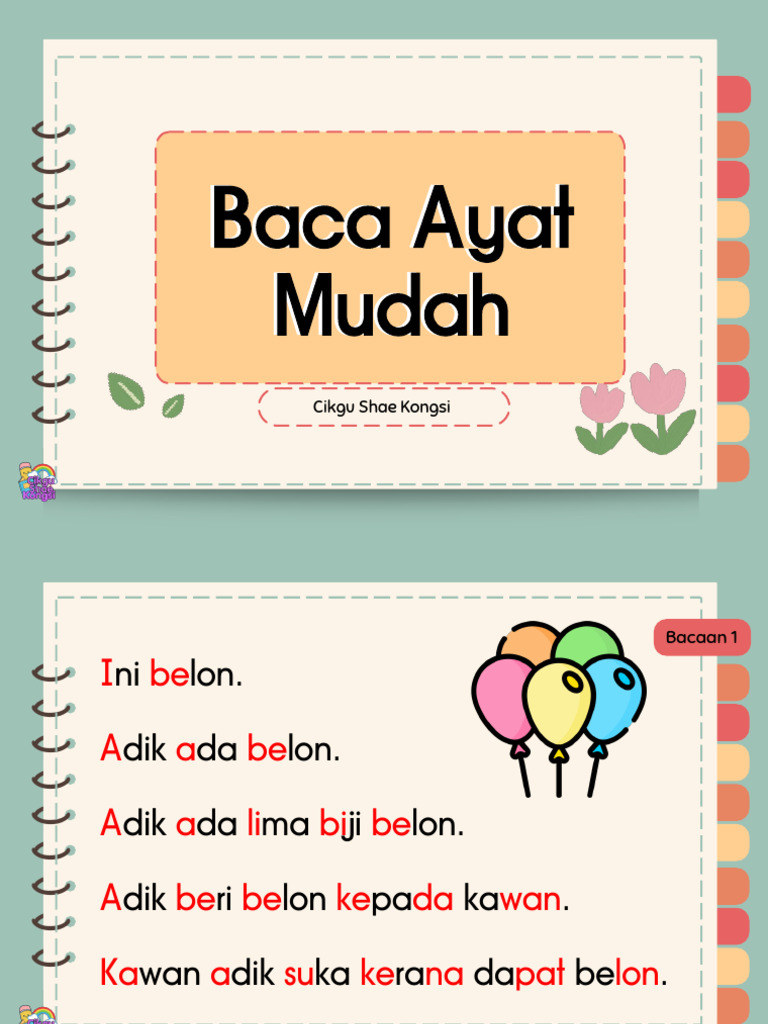 Baca Ayat Mudah KV KVK by Cikgu Shae | PDF