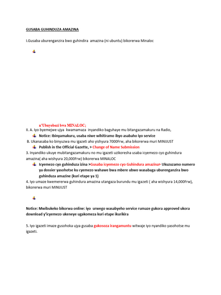 Gusaba Guhindura Amazina mu Rwanda | PDF