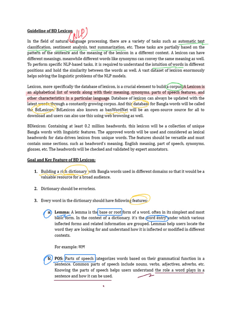 Guideline - BD Lexicon (1) | PDF | Part Of Speech | Word