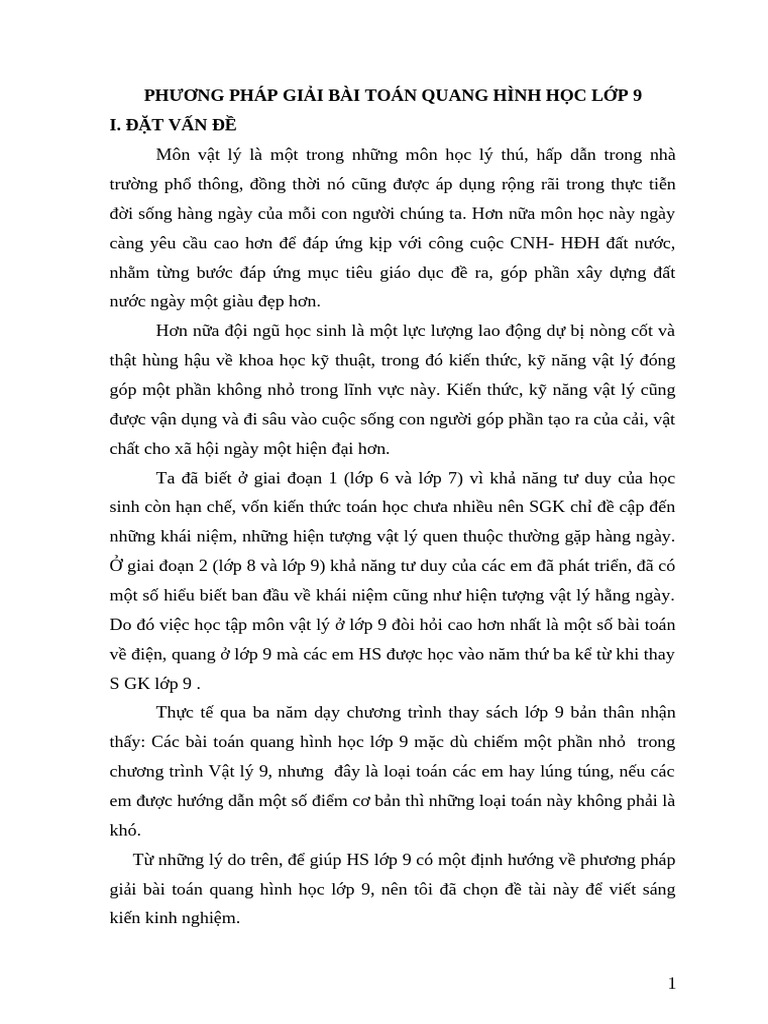 Sang Kien Kinh Nghiem Phuong Phap Giai Bai Toan Quan Hinh Hoc Lop 9 | PDF