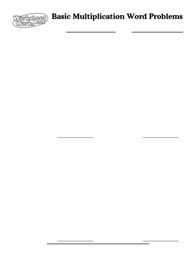 WorksheetWorks Basic Multiplication Word Problems 1 | PDF