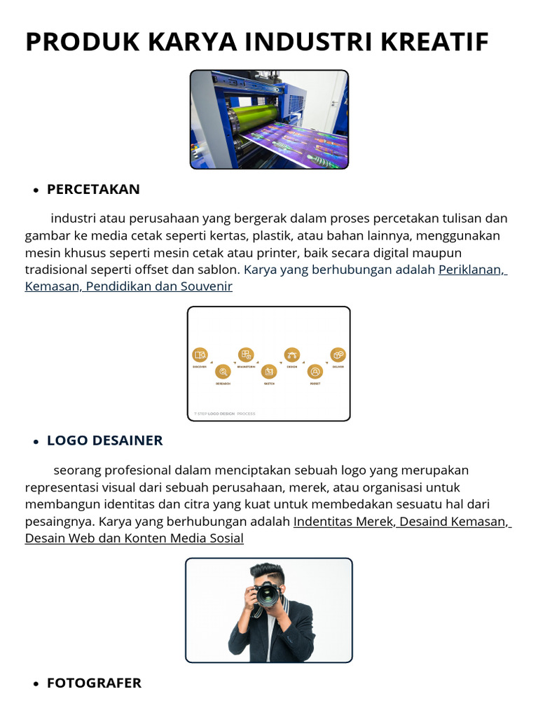 Produk Karya Industri Kreatif: Cetak, Logo, Foto | PDF