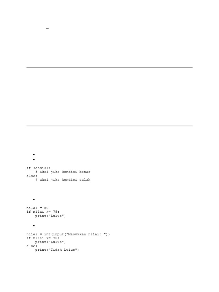 Mengajarkan Percabangan If-Else di Python | PDF
