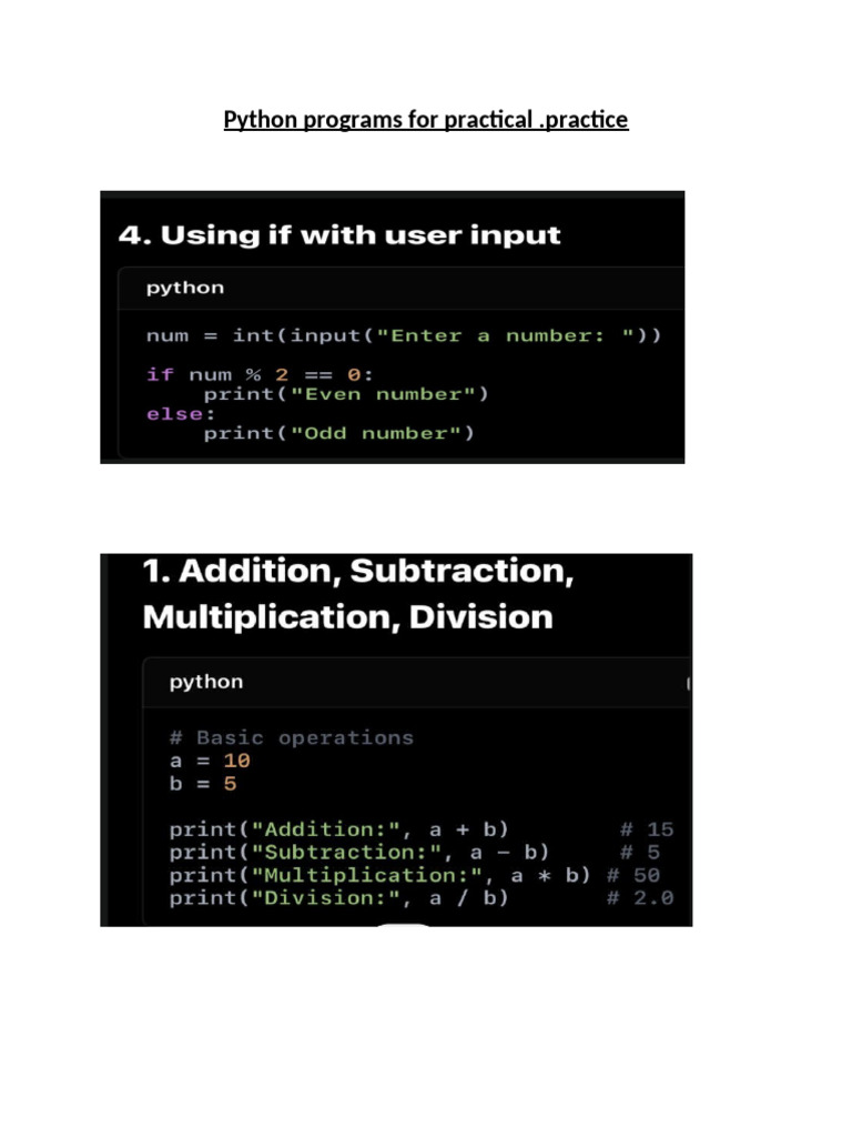 Python Programs for Practical | PDF